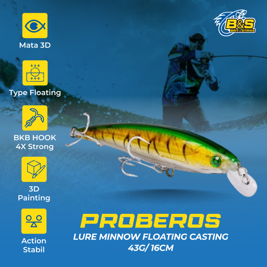 Jual PROBEROS Lure Minnow Floating 43g/16cm umpan casting/trolling MN141 | Shopee Indonesia