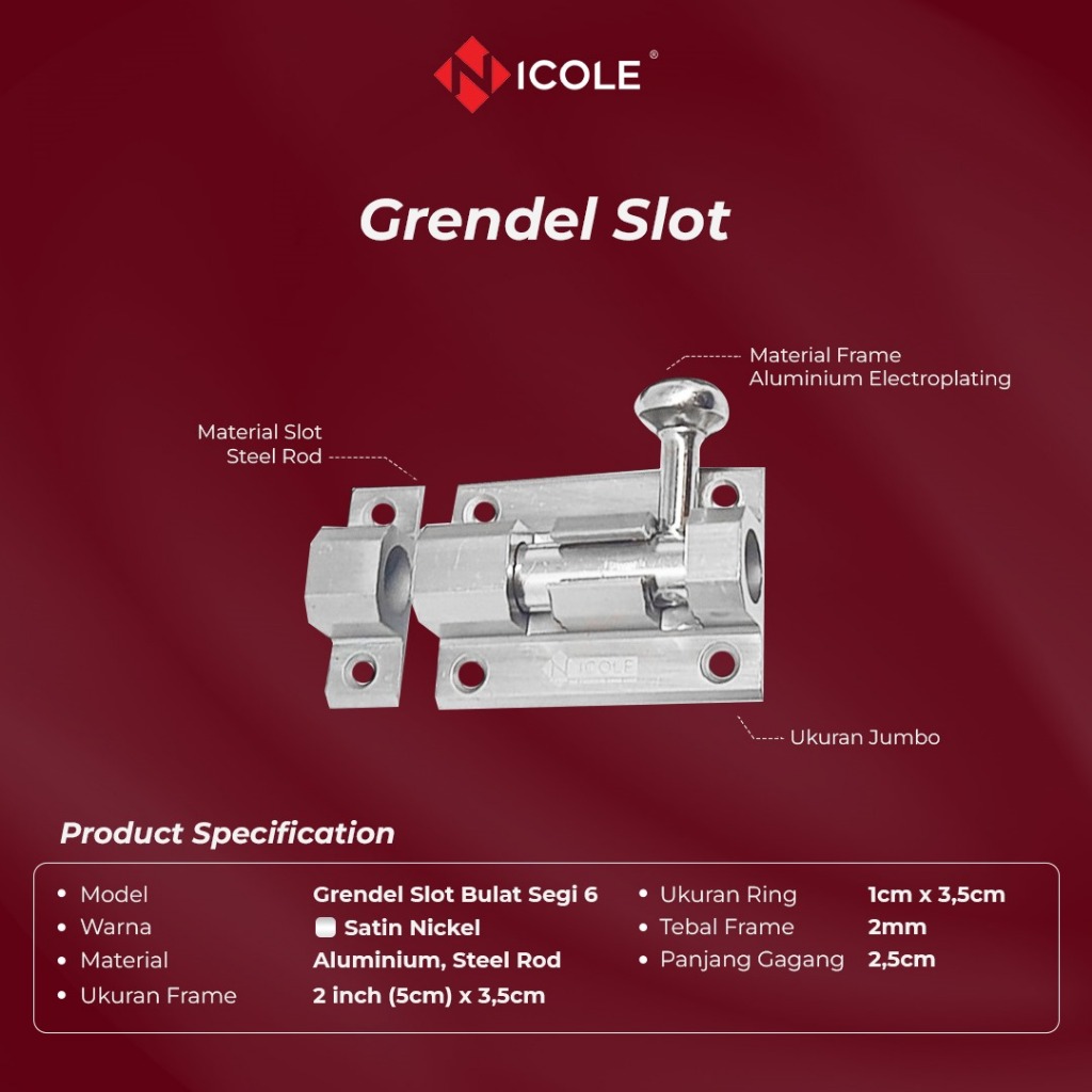 Jual Grendel Slot Besar Pintu Bulat Segi 6 Jumbo Door Bolt SN Nicole/ 2 ...