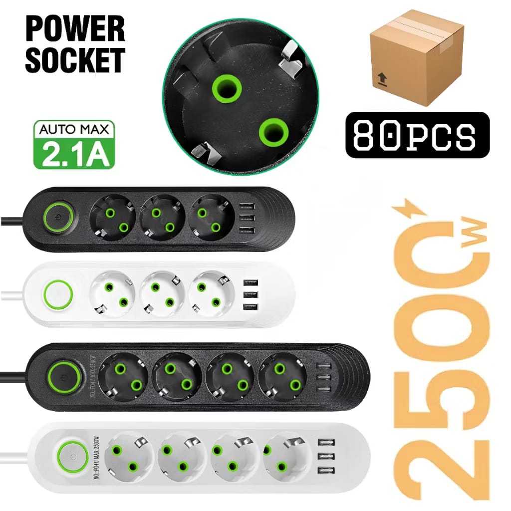 Jual Stop Kontak ON OFF 6 in 1 Colokan Listrik 3/4/5 Lubang USB + Type C Fast Charging Max 2500W ...