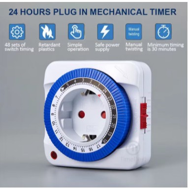 Jual Stop Kontak Timer Listrik Manual Analog 24 Jam 24 Hours Analog ...