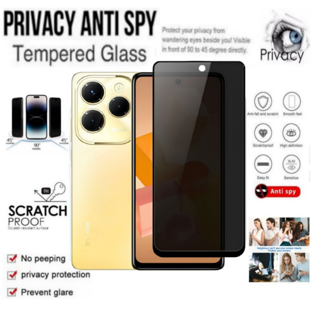 Jual Tempered glass spy glossy full cover anti intip Infinix Hot 40 Hot 40 Pro | Shopee Indonesia