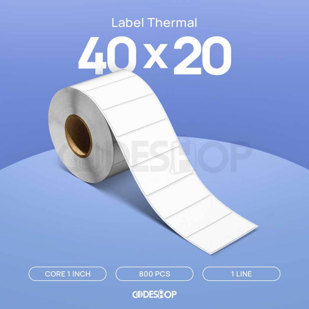 Jual Stiker Label Thermal 40x20 mm Codeshop 1 Line Core 1 Inch Isi 800 ...