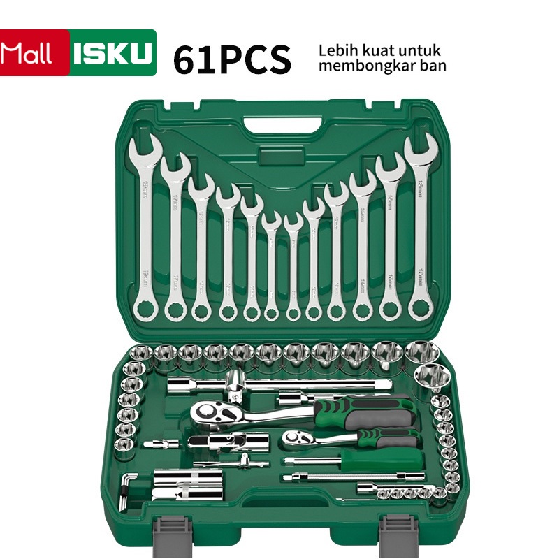 Jual ISKU Kunci Set 61pcs alat kunci pas Tool kit Set 1/2 inch 72gigi ...