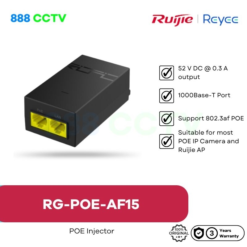 Jual Ruijie Reyee RG-POE-AF15 POE Injector Gigabit 1-Port | Shopee ...