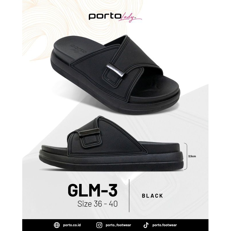 Jual Porto Sandal Hitam GLM-3 Size 36 - 40 | Shopee Indonesia