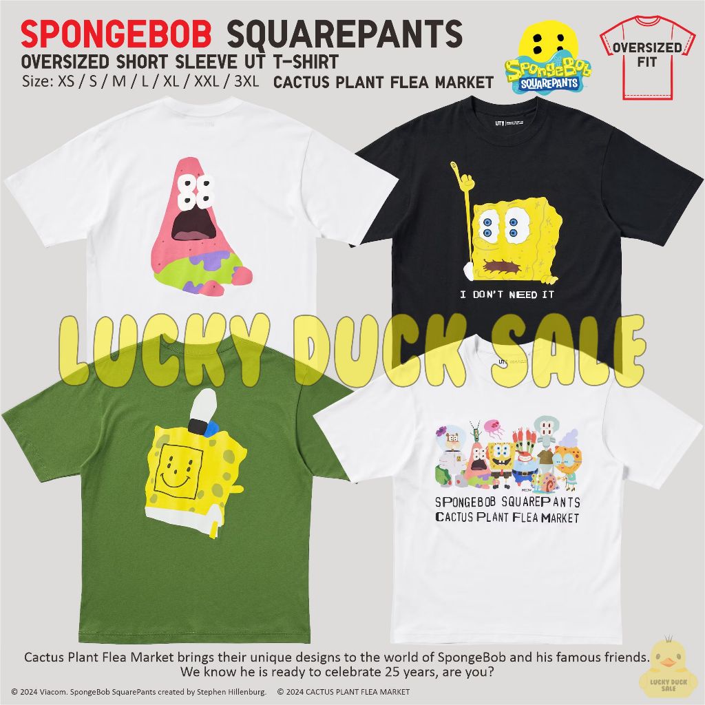 Jual UNIQLO SpongeBob Squarepants Oversized UT Shirt Cactus Plant Flea ...