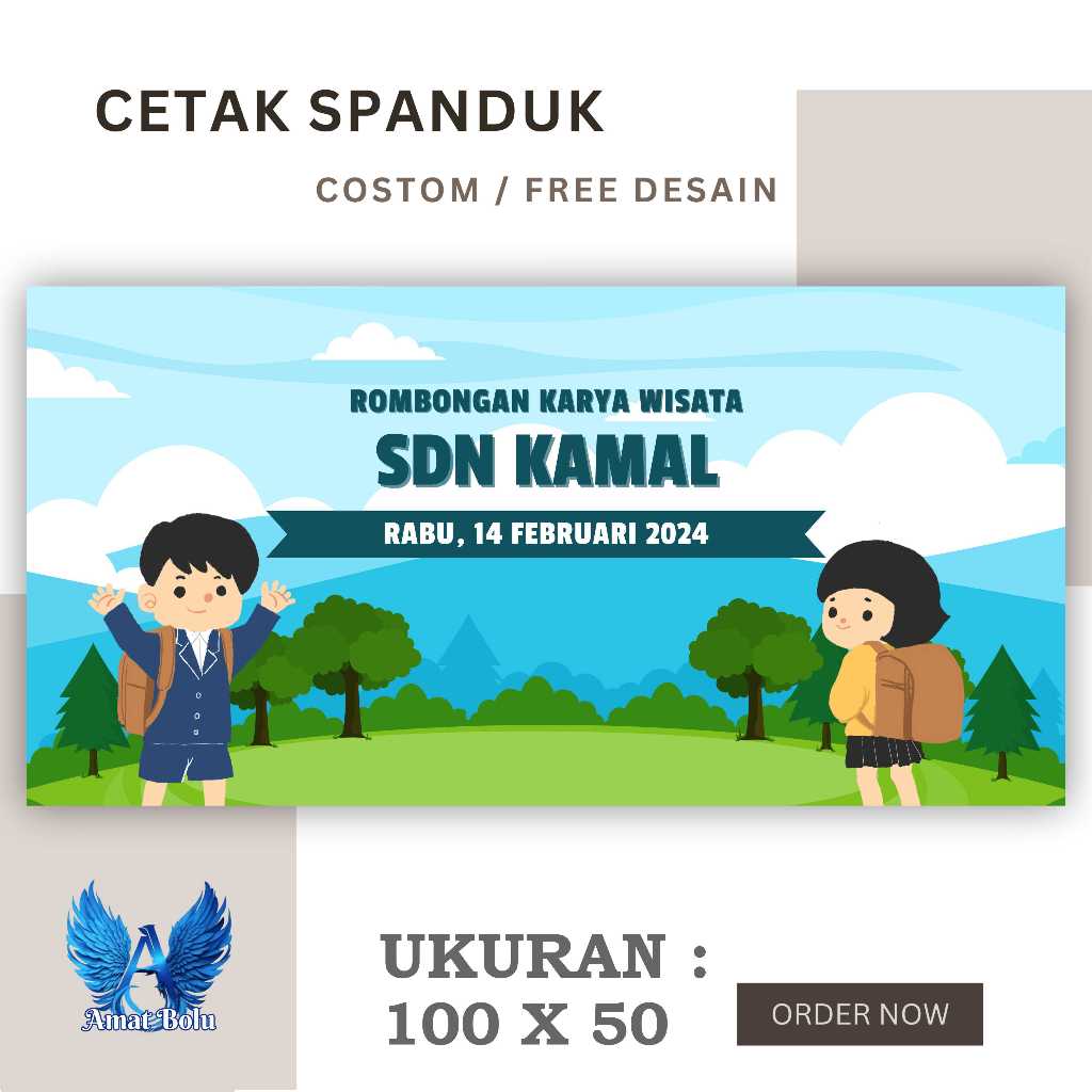 Jual Spanduk ,Banner ROMBONGAN KARYA WISATA SDN KAMAL Ukuran 100X50 cm ...