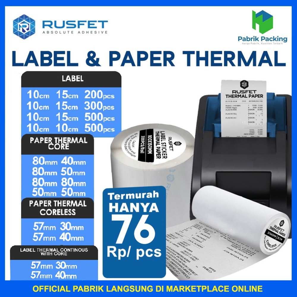 Jual Label Thermal Resi Lebel Paper Thermal Label Barcode A6 Stiker Resi Thermal Rusfet | Shopee ...