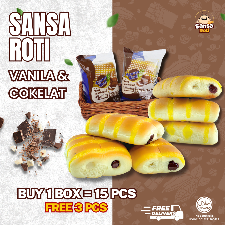 Jual Roti 1 Box isi 18 Pcs - Sansa Roti - Roti Rasa Vanila Cokelat ...