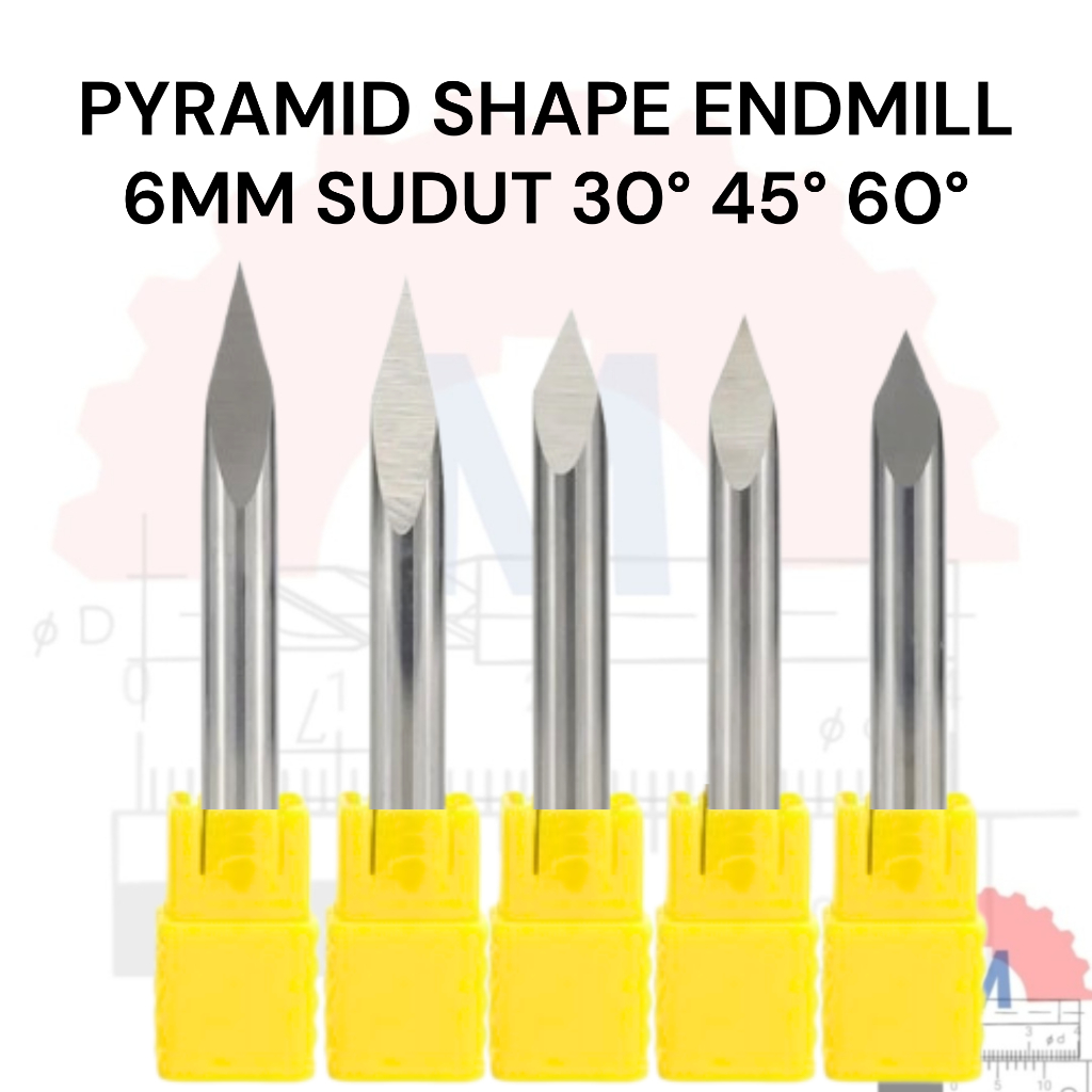 Jual Mata Grafir V CNC router bit 3 sisi bentuk piramid carbide 6mm ...