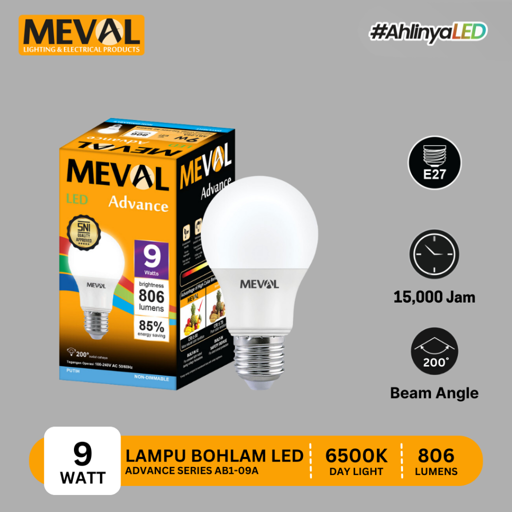 Jual MEVAL Lampu Bohlam LED Bulb Advance 9 Watt | Shopee Indonesia
