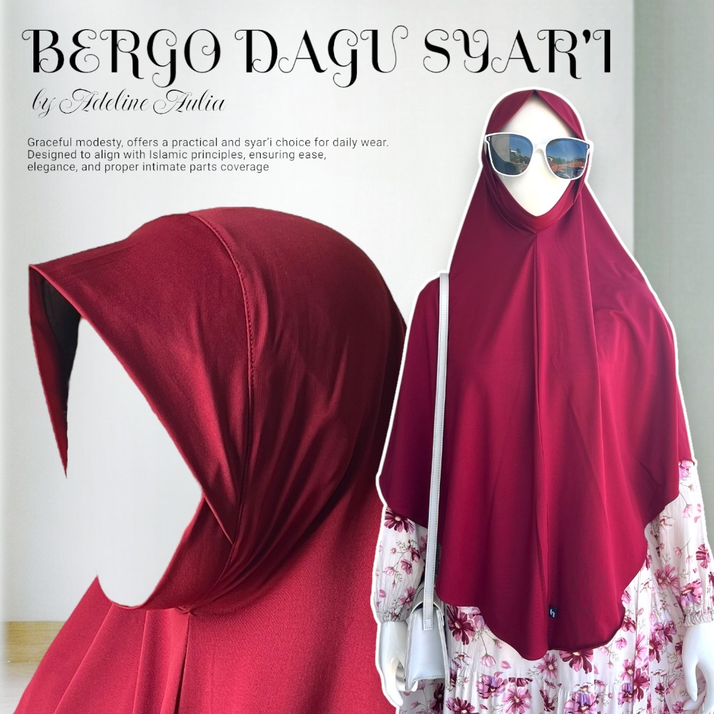 Jual Bergo Khimar Jilbab Hijab Kerudung Dagu Malaysia Syari Jumbo Instan bahan Jersey Adeline ...