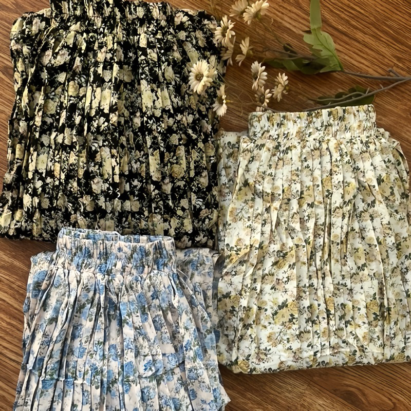 Jual ROK MOTIF BUNGA BUNGA KECIL / ROK IMPORT / ROK PLISKET PREMIUM ...