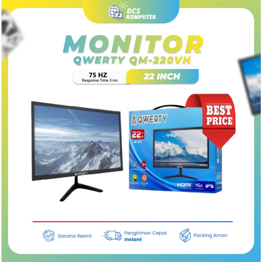 Jual LED MONITOR QWERTY 22 inch LCD 21.5 INCH 3ms DISPLAY IPS 75Hz ...