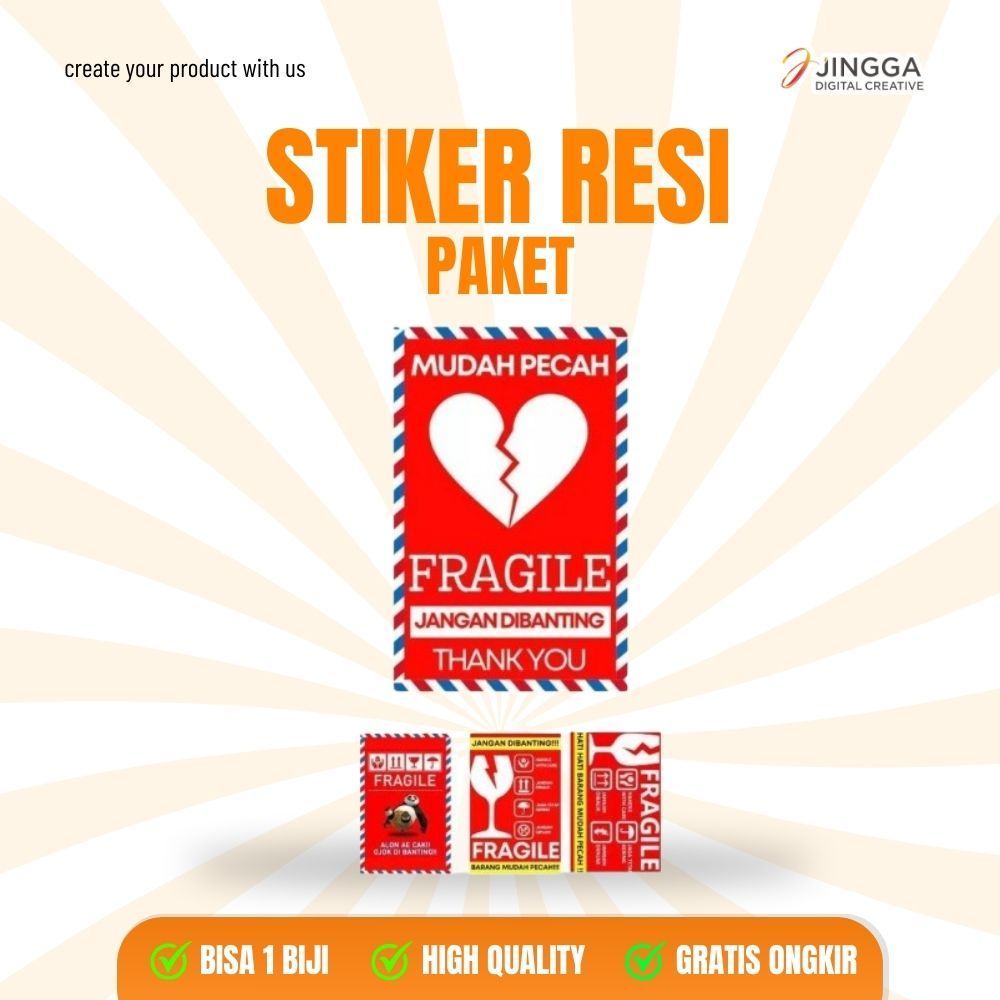 Jual [ISI 25 PCS] Sticker Fragile 4,5 x 7 CM | Sticker Label Murah ...