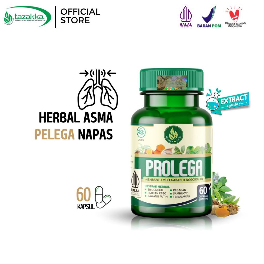 Jual TAZAKKA Prolega Untuk Sesak Nafas Obat Asma Herbal Isi 60 Kapsul ...