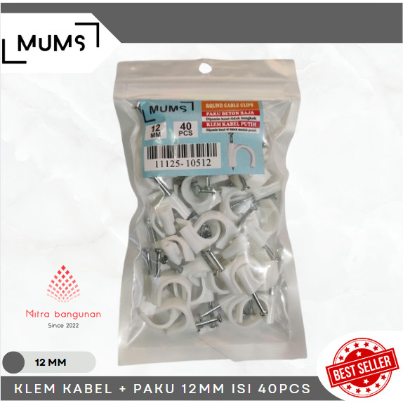 Jual MB - Klem Kabel Listrik Clip Klip Putih 12mm 12 mm 40 Pcs Paku ...