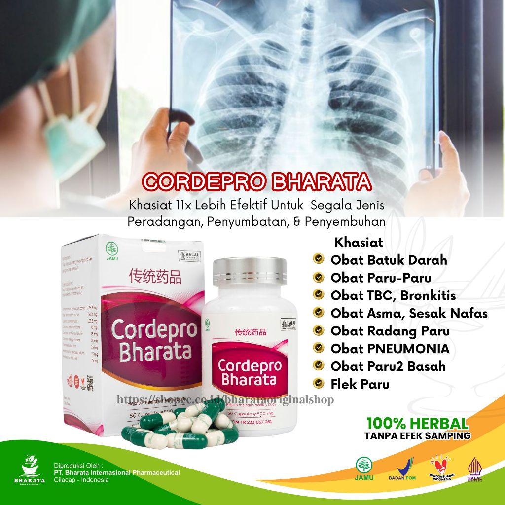 Jual Obat Batuk Darah Obat Paru Paru Ampuh CORDEPRO BHARATA Original ...