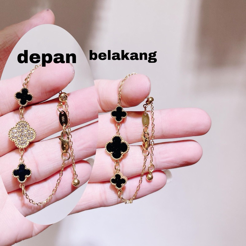 Jual gelang serut clover 2 model kaitan mas titanium bolak balik ...
