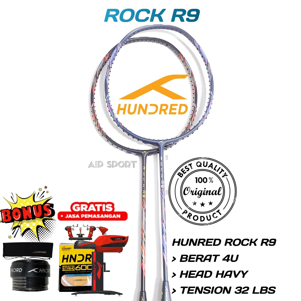 Jual Raket Badminton Hundred Rock R9 Siap Pakai | Shopee Indonesia