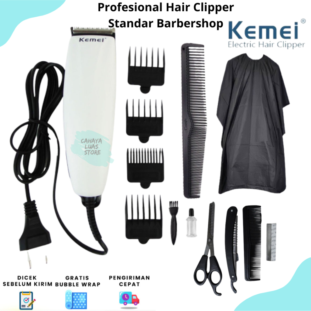 Jual Mesin Cukur Rambut Kemei Standar Barbershop Profesional Hair clipper Paket Lengkap Alat ...