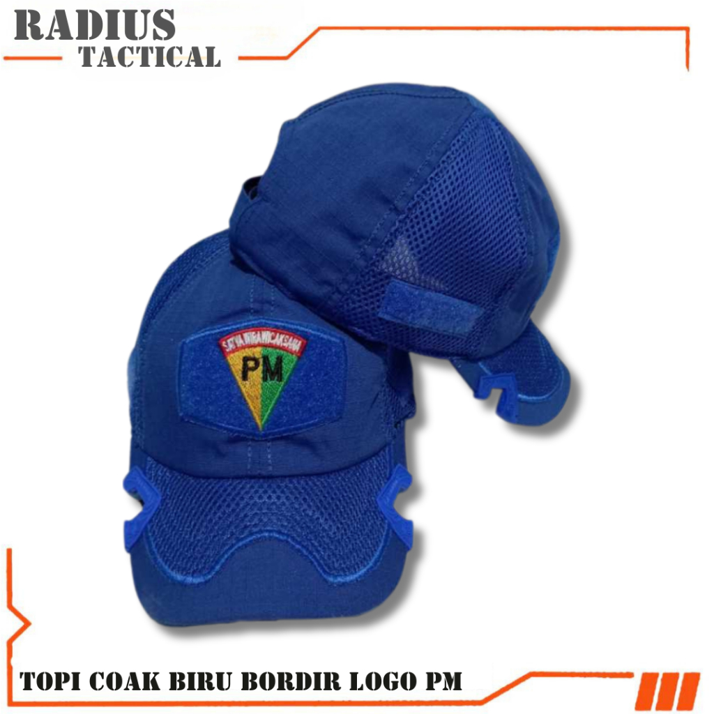 Jual Topi Tactical Coak Biru Bordir Logo Pm/polisi militer | Shopee ...