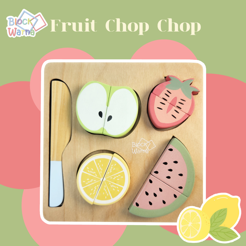 Jual Block Warna Fruit Chop Chop Wooden Mainan Puzzle Balok Kayu Potong ...