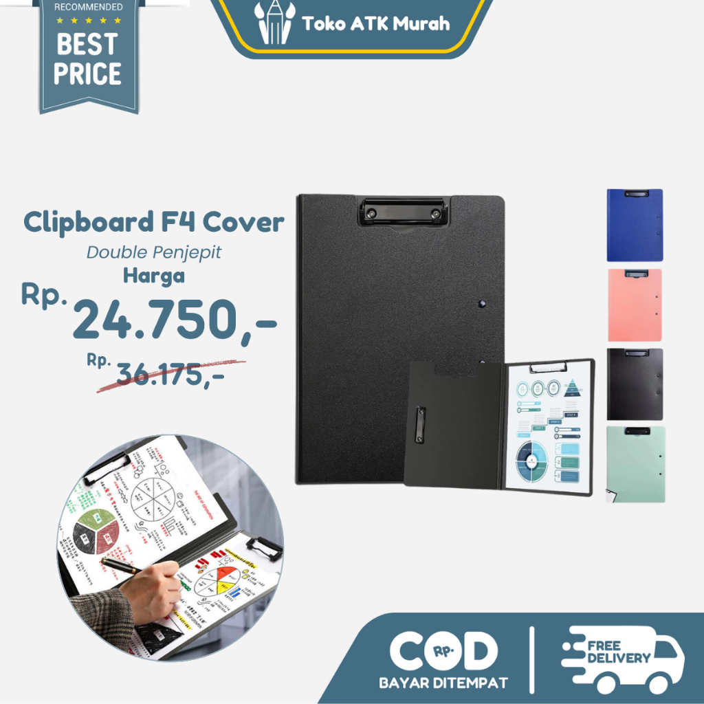 Jual Clipboard F4 Papan Dada Jepit Tutup 2 Jepit / Papan Jalan Ujian ...