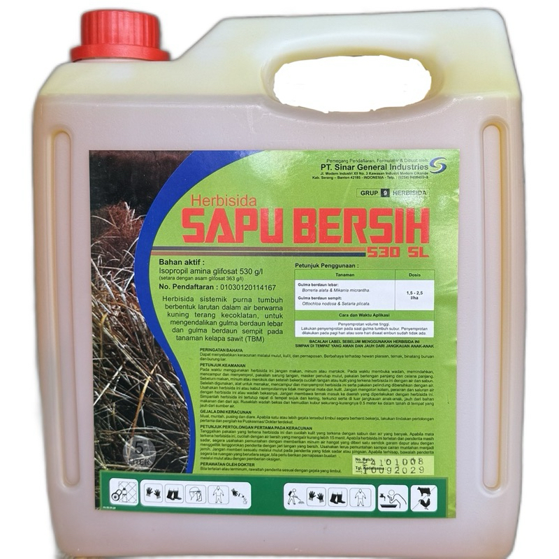 Jual HERBISIDA SAPU BERSIH 530 SL 5 LITER/RACUN SISTEMIK GULMA DAUN ...