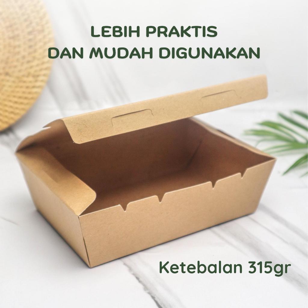 Jual paper lunch box kotak makan kertas 345 gr tanpa rakit polos size M ...