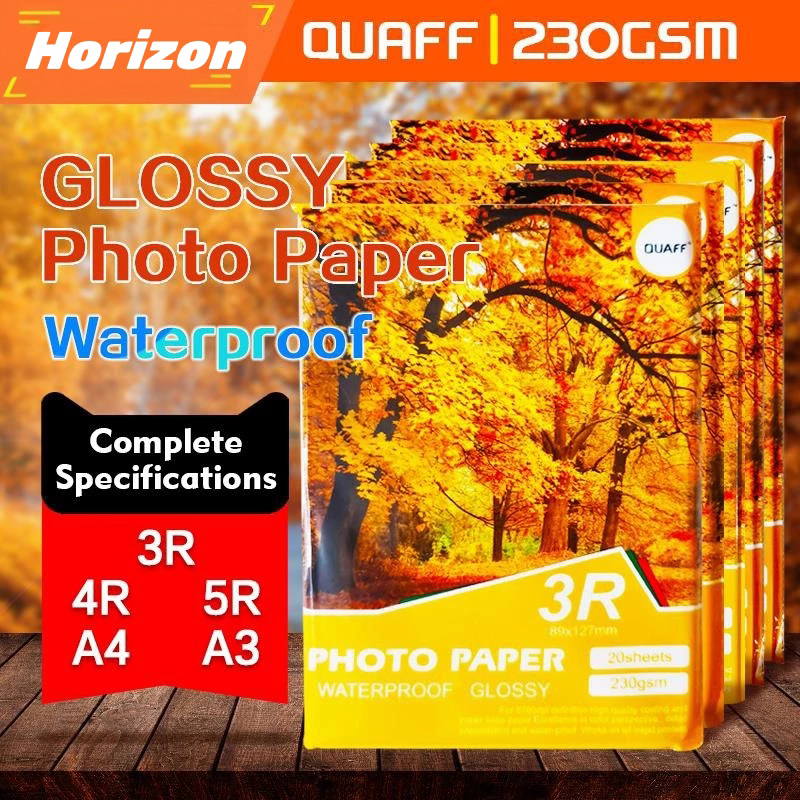 Jual Kertas Foto Quaff A4 | 5R | 4R | 3R Glossy 180 & 230gsm 20 Lembar ...