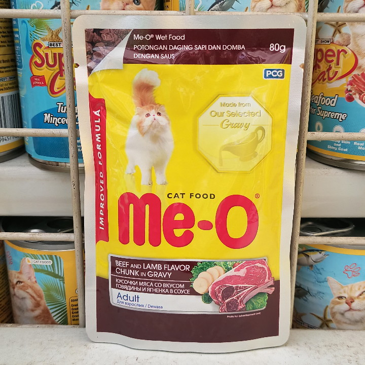 Jual ( 12 PCS / 1 DUS ) Meo Sachet Beef And Lamb Flavour Chunk In Gravy ...