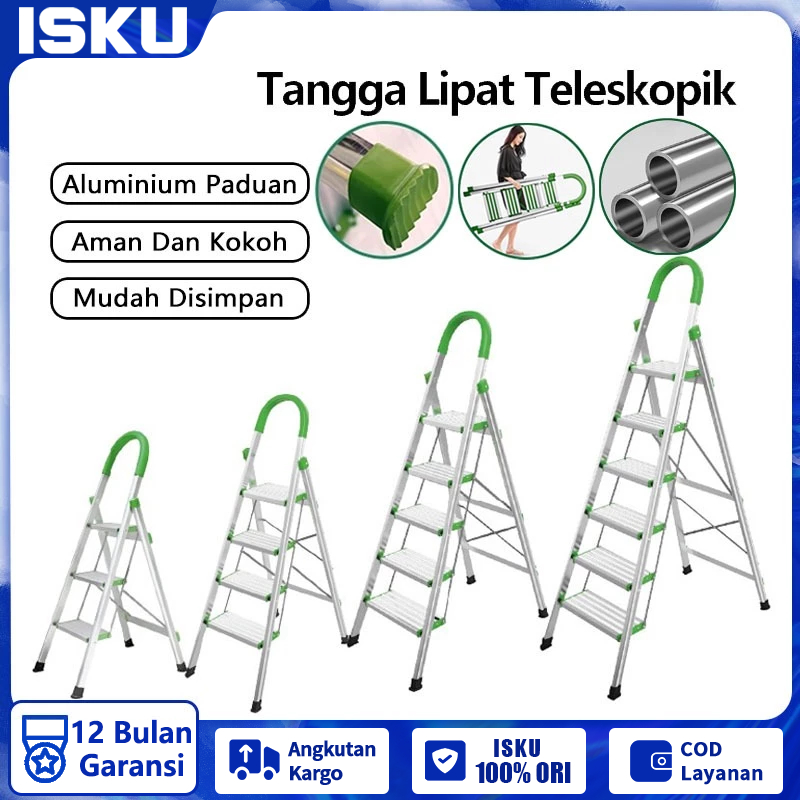 Jual ISKU Tangga Lipat Multifungsi Rumah Aluminium 3/4/5/6 Step Tangga ...