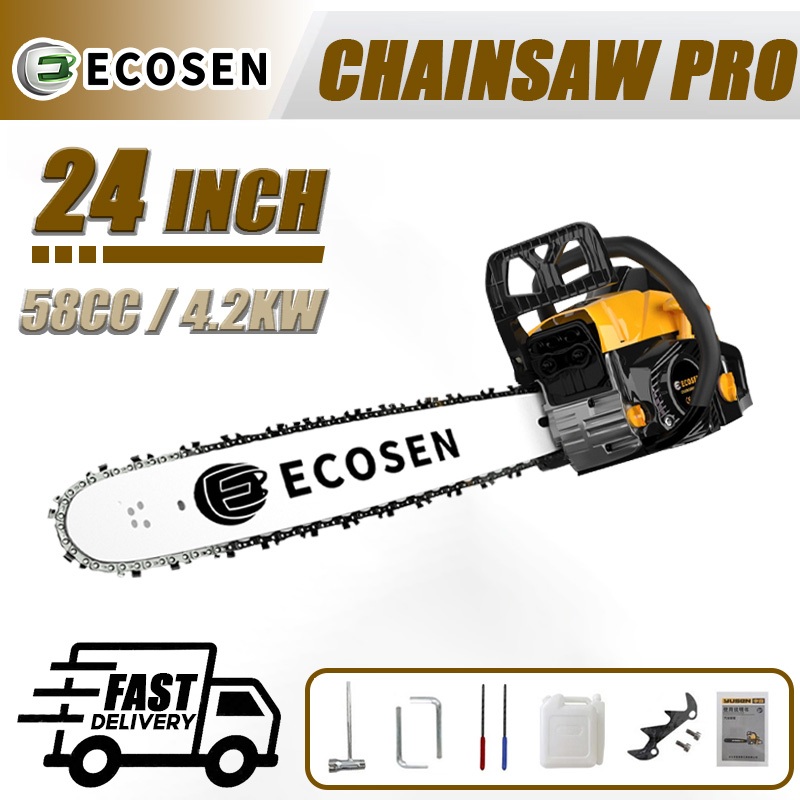 Jual ECOSEN Chainsaw Mesin Potong Kayu 20/22/24 Inch Senso 2 Tak 58cc Mesin Gergaji | Shopee ...