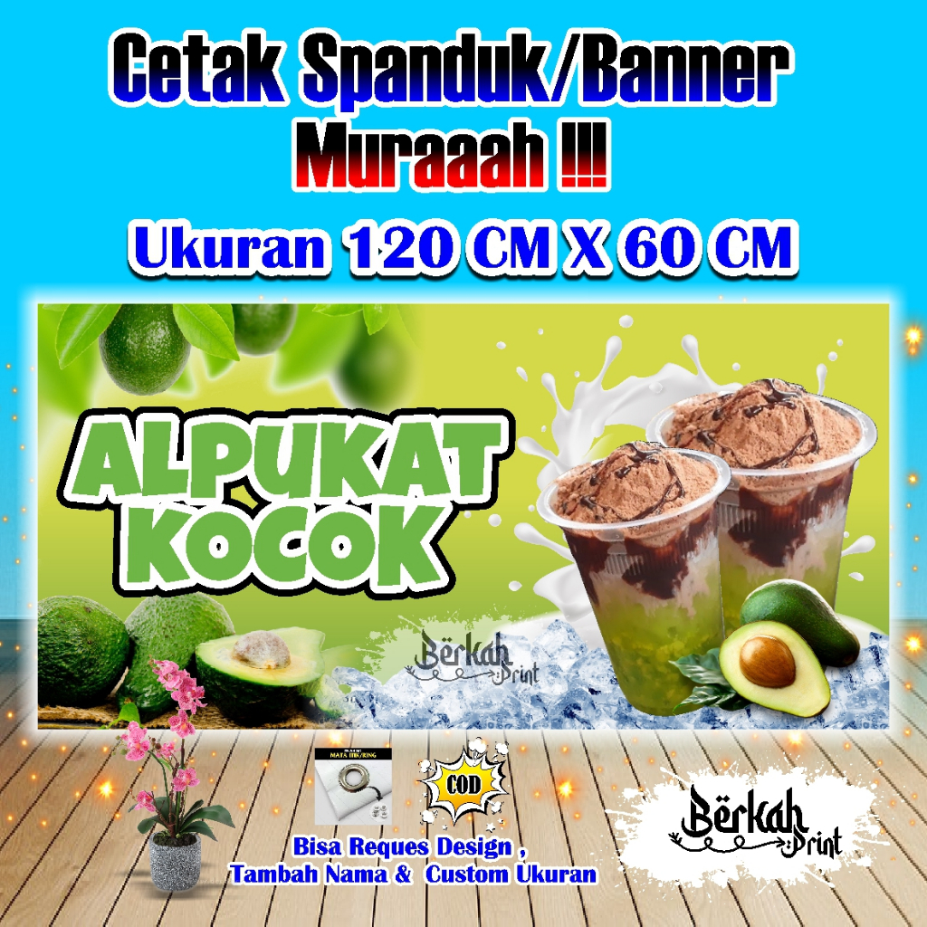 Jual Spanduk Banner Minuman Alpukat Segar Ukuran 120 cm x 60 cm ...