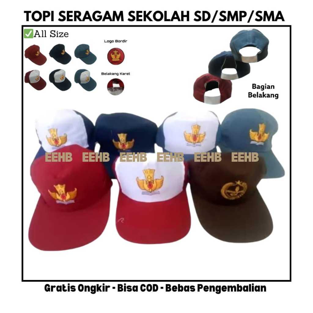 Jual Topi SD SMP SMA SMK Pramuka Topi Sekolah Seragam Sekolah Logo ...