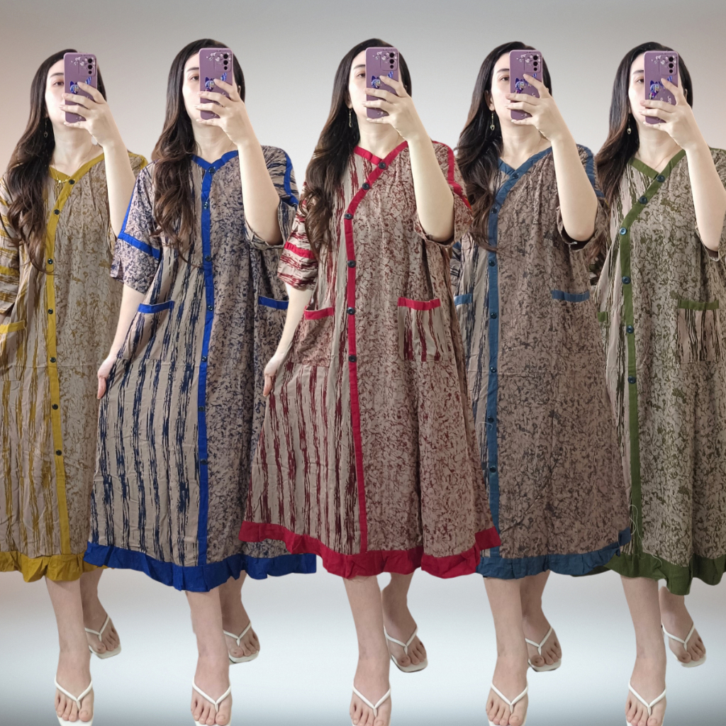 Jual Daster Batik Garis Lengan Pendek Rayon Premium | Shopee Indonesia