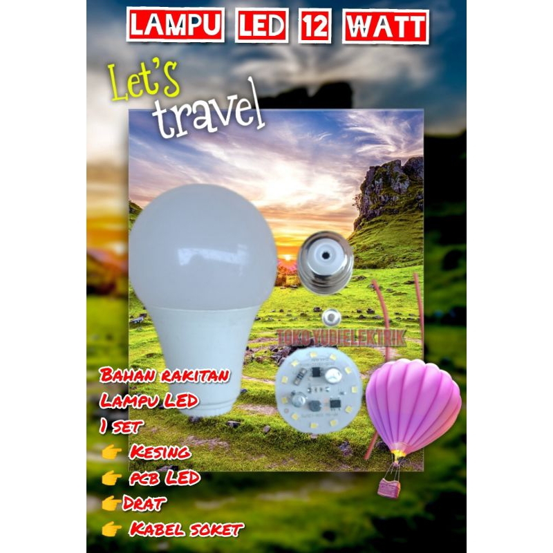 Jual lampu LED 12 watt, bahan 1 set bahan rakitan lampu LED, untuk ...