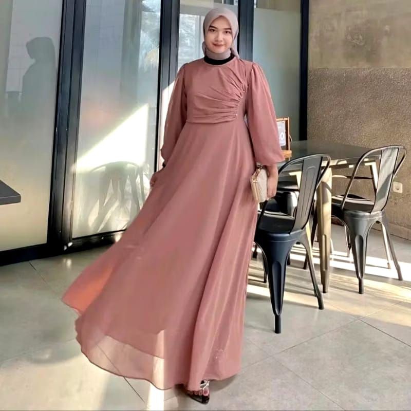 Jual Gamis Ceruty Babydoll Premium Terbaru Dress Kondangan Wanita Mewah ...