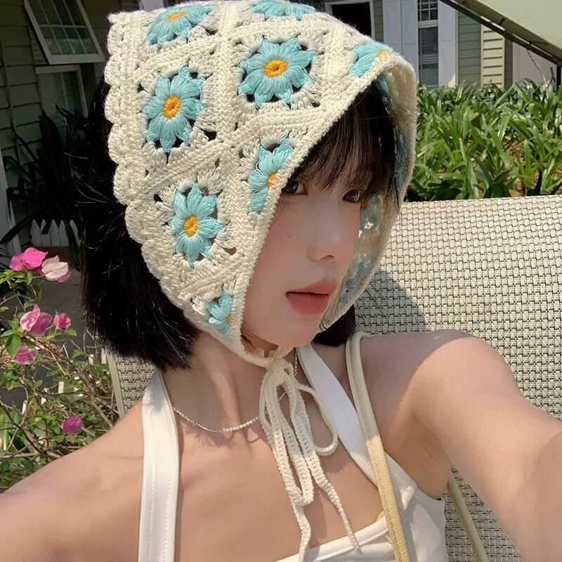 Jual Korean Viral Raw Lace Head Scarf / Cottage Core Picnic Style ...