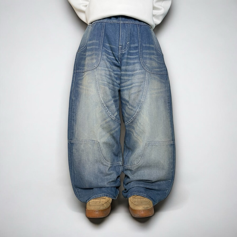 Jual Bawwa Santai | Celana Super Baggy Y2k BIG POKET | BLUE Wash fading ...