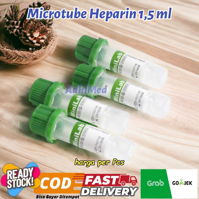 Jual Microtube heparin 1,5ml / vaculab lithium heparin 1,5ml ...