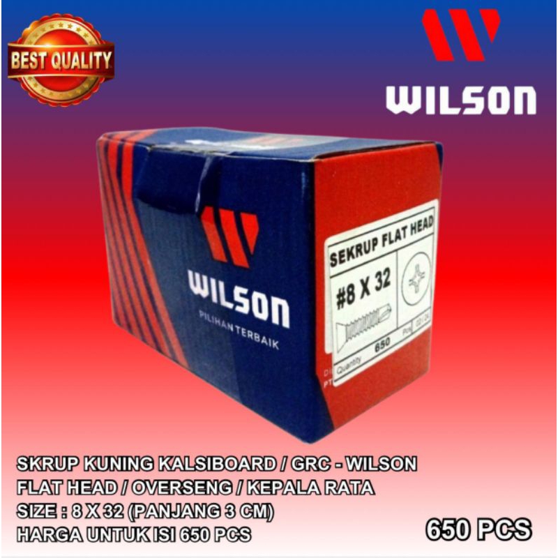 Jual Skrup/Sekrup GRC/KALSIBOARD FLAT HEAD WILSON FH SDS 8X32 (650pcs ...