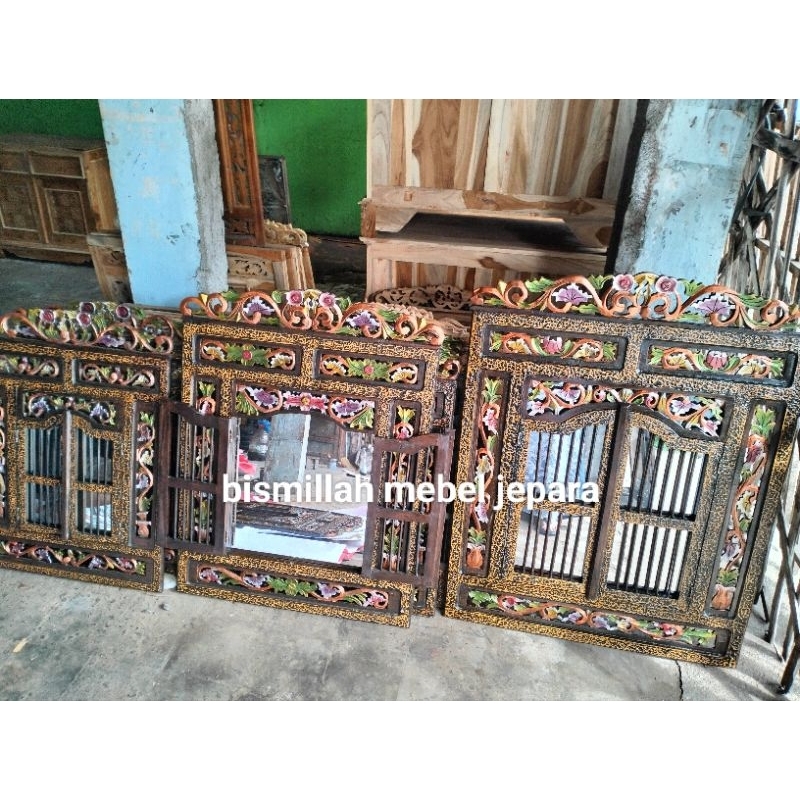 Jual cermin jendela ukir krepyak Antikan (READY STOK PACKING FREE ...