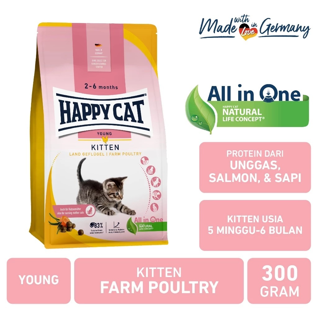 Jual Happy Cat Kitten Farm Poultry 300gr Dry Cat Food / Makanan Kering ...