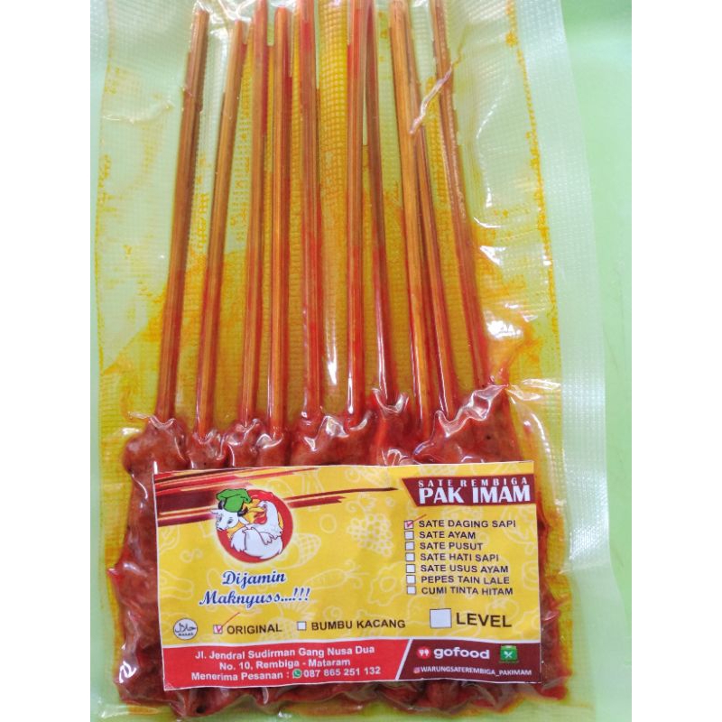 Jual Sate Daging Sapi Rembiga Khas Lombok Bumbu Kacang | Shopee Indonesia