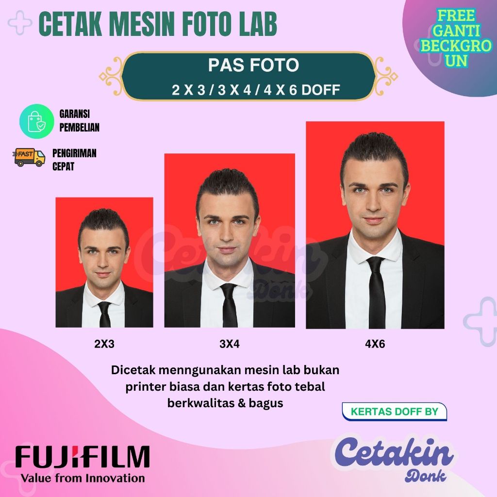 Jual Cetak Pas Foto MURAH Ukuran 2x3 3x4 4x6 6x9 3R 5R 6R 8R 8RP ...