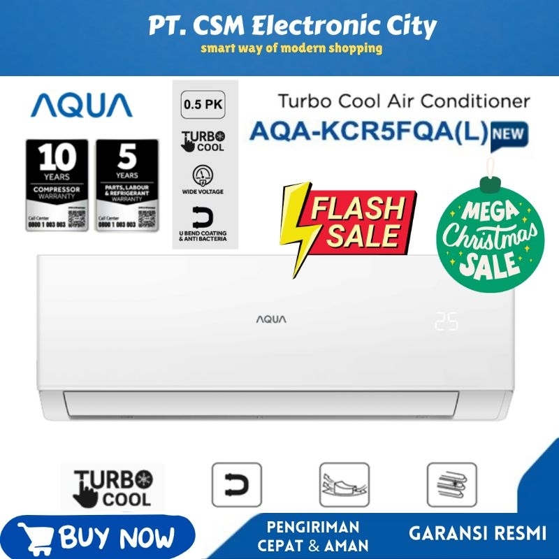 Jual AC AQUA JAPAN AQA-KCR5FQAL 0.5 PK 360W BTU 5.000 TURBO COOLING R32 [GARANSI RESMI] | Shopee ...
