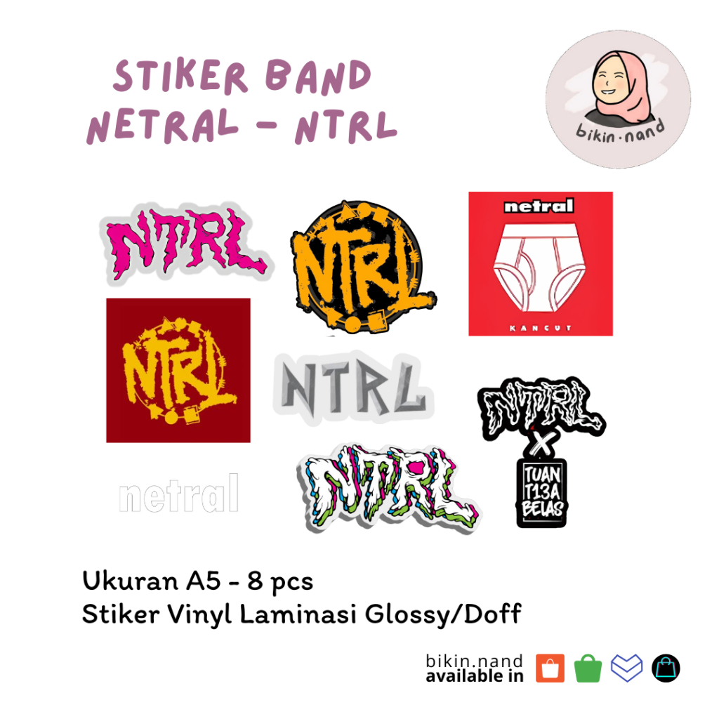 Jual STICKER PACK BAND NETRAL - NTRL (HIGH QUALITY) 8 pcs | Shopee ...
