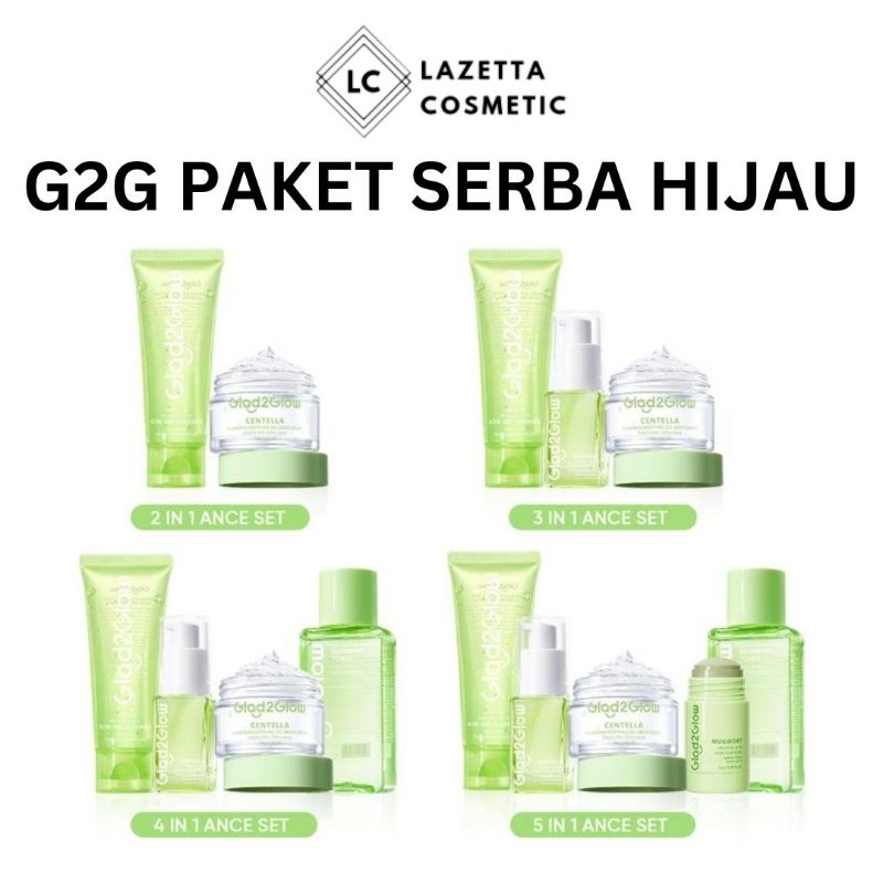 Jual Glad2Glow Paket G2G 2in1 3in1 4in1 5in1 Serba Hijau Paket Anti Acne G2G | Shopee Indonesia
